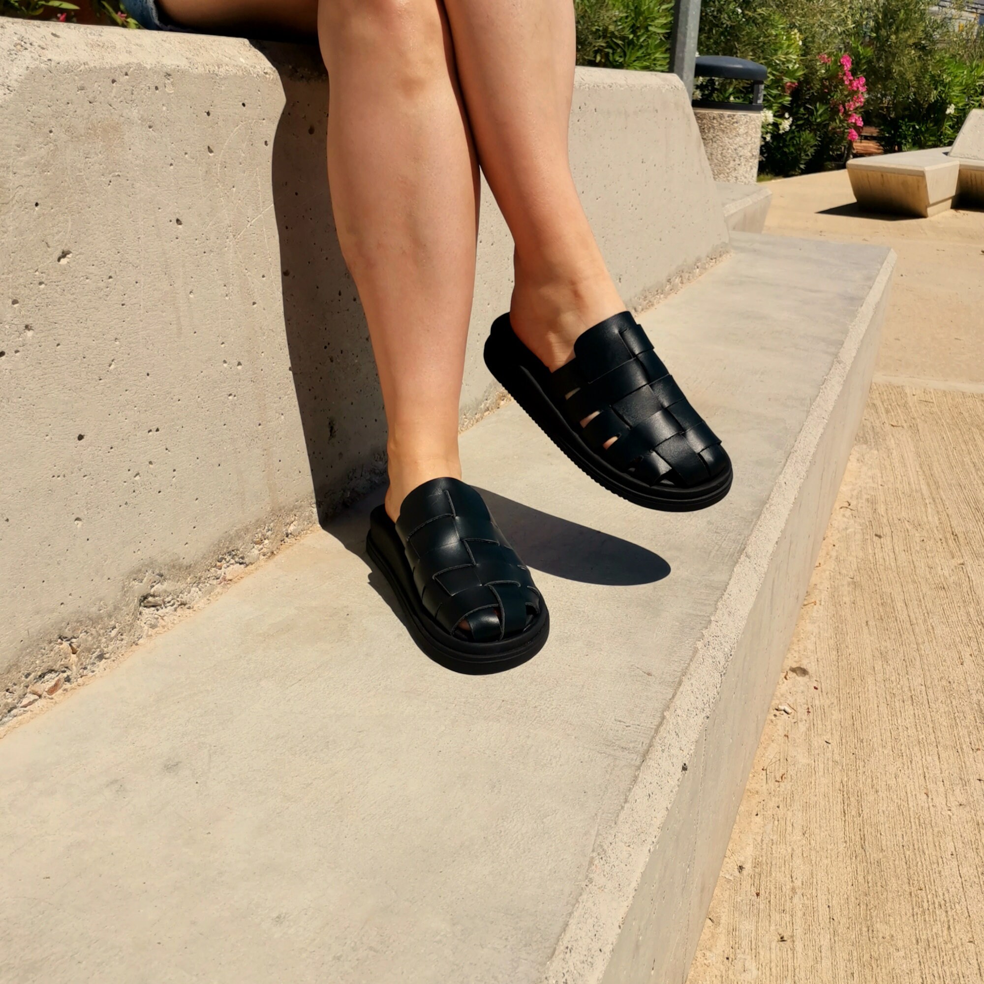 Closed Toe Fisherman Sandals Slip on Flatform Leather Women Sandals ...