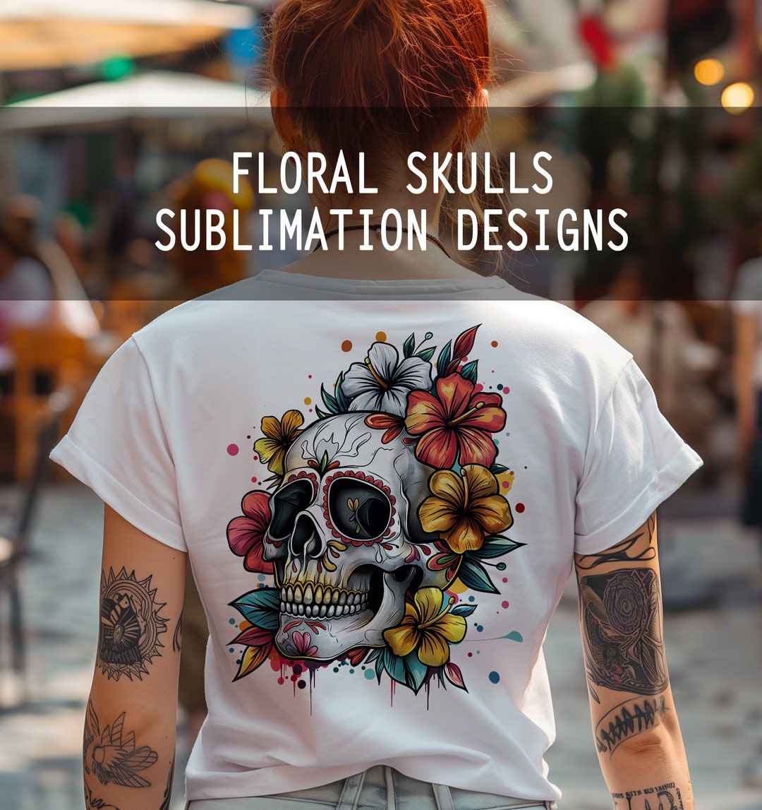 Sublimation PNG Design Pack Floral Skulls Sublimation T-shirt Design ...