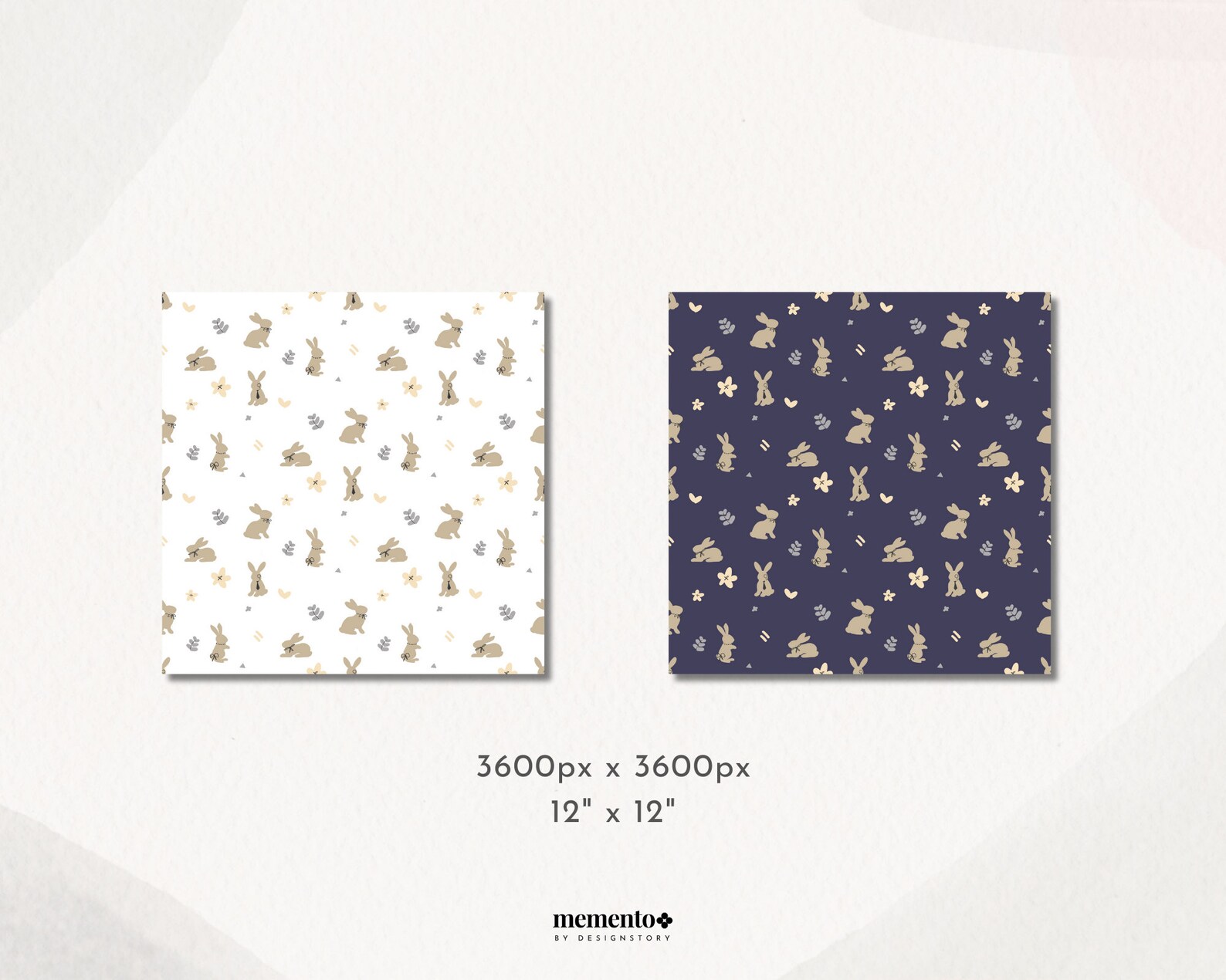 Minimal Bunny and Spring Flowers Digital Paper Bundle, Seamless Repeat ...