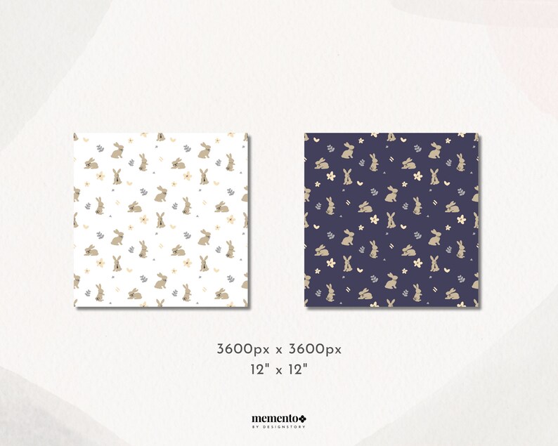 Minimal Bunny and Spring Flowers Digital Paper Bundle, Seamless Repeat ...