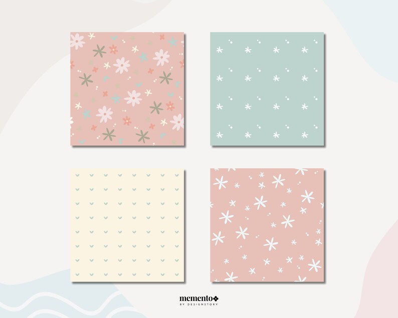 Sweet Spring Floral Digital Paper Bundle in Soft Pastels, Seamless ...