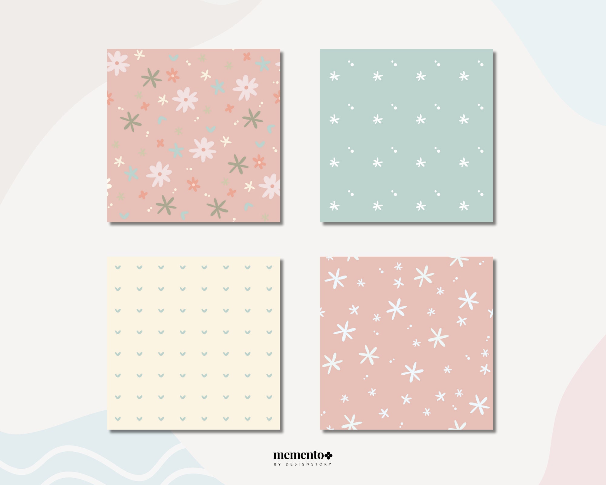 Sweet Spring Floral Digital Paper Bundle in Soft Pastels, Seamless ...