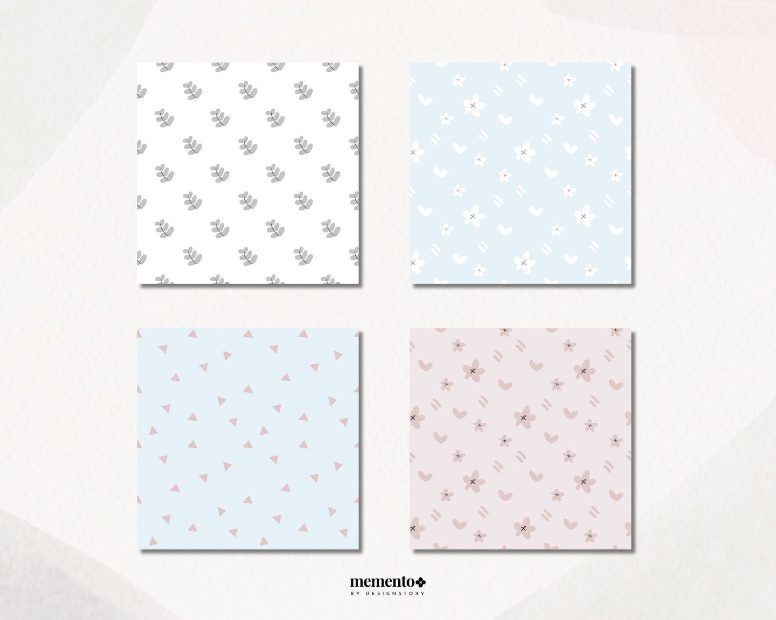 Minimal Bunny and Spring Flowers Digital Paper Bundle, Seamless Repeat ...