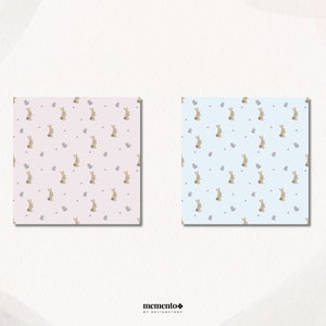 Minimal Bunny and Spring Flowers Digital Paper Bundle, Seamless Repeat ...