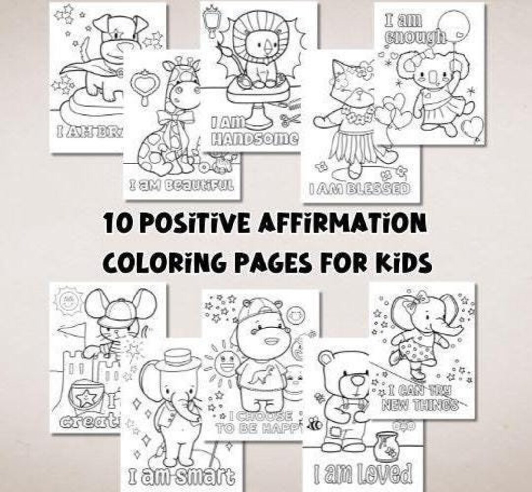 Positive Affirmation Coloring Pages for Kids Digital Printable Fun ...