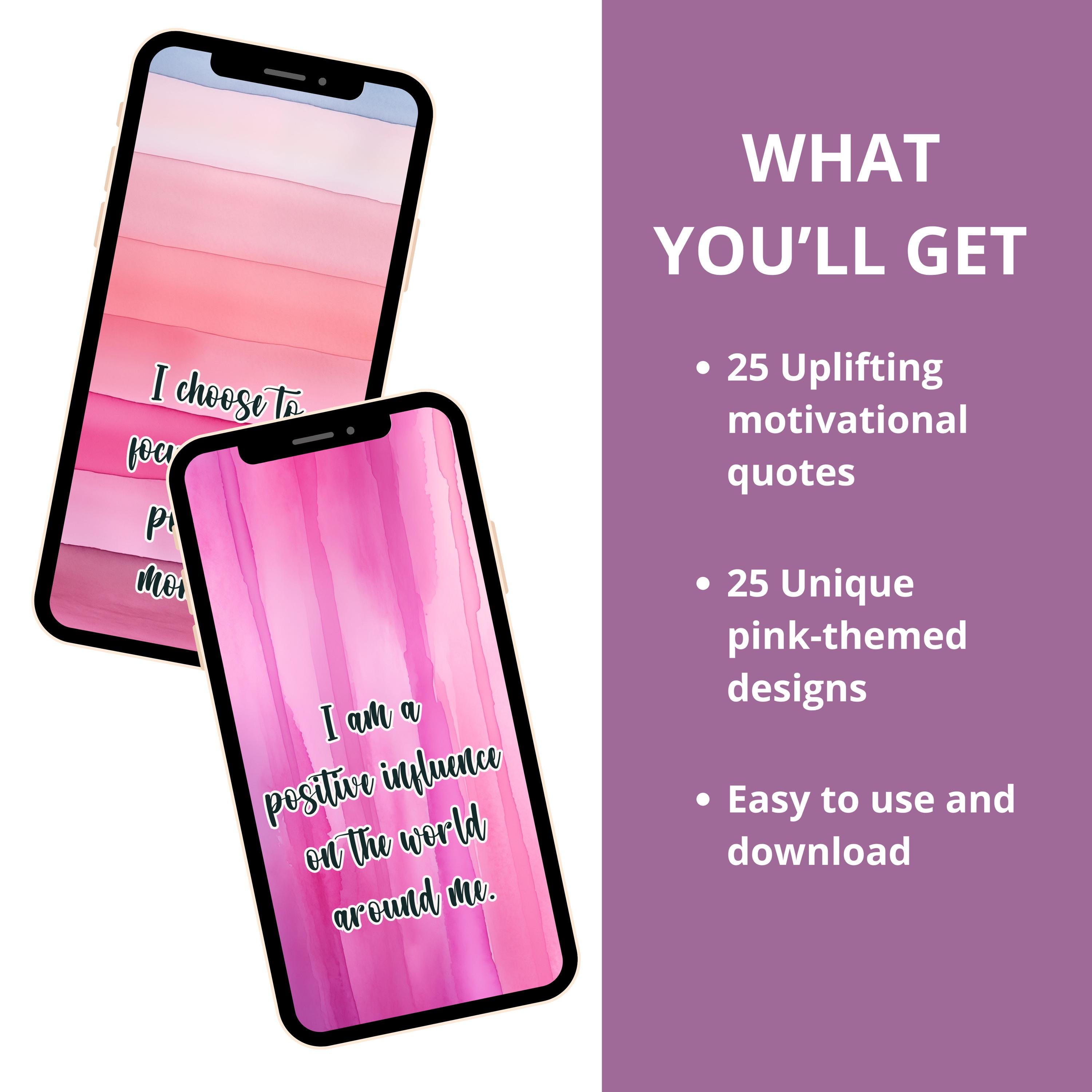 Pink Positive Affirmation Phone Wallpaper Set of 25 Pink Themed ...