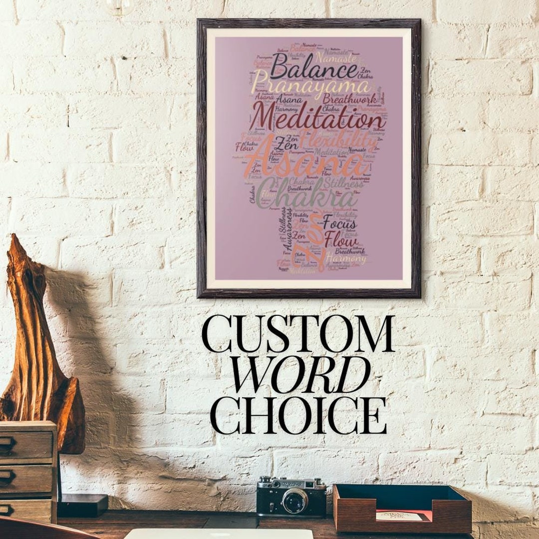 Custom Yoga Word Art Inspirational Wall Decor Wellness Center ...