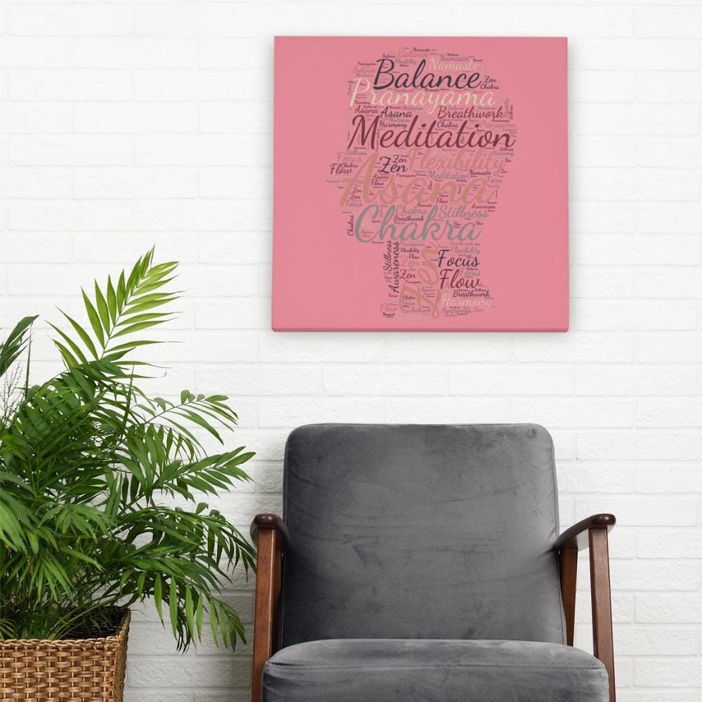 Pink Zen Canvas Wall Art Mindfulness Decor for Home Office or Yoga ...