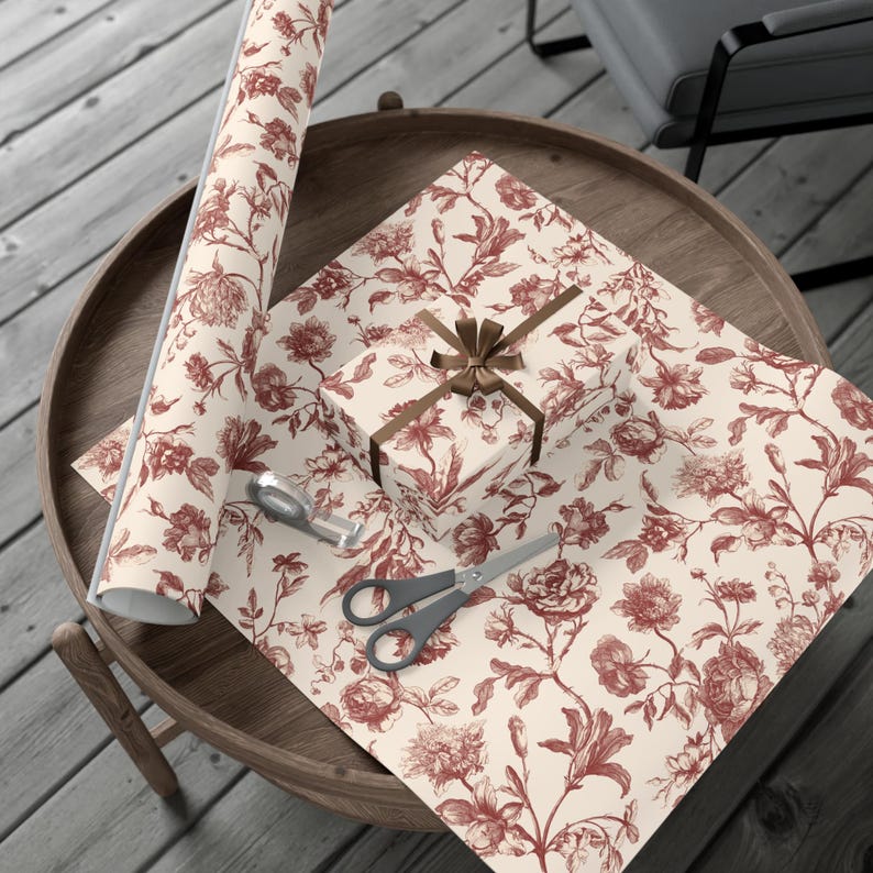 Christmas Wrapping Paper Traditional Gift Wrap Red White Elegant ...