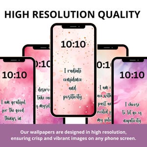 Pink Positive Affirmation Phone Wallpaper Set of 25 Pink Themed ...