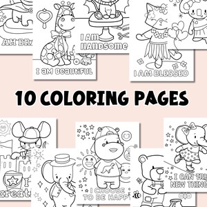 Positive Affirmation Coloring Pages for Kids Digital Printable Fun ...