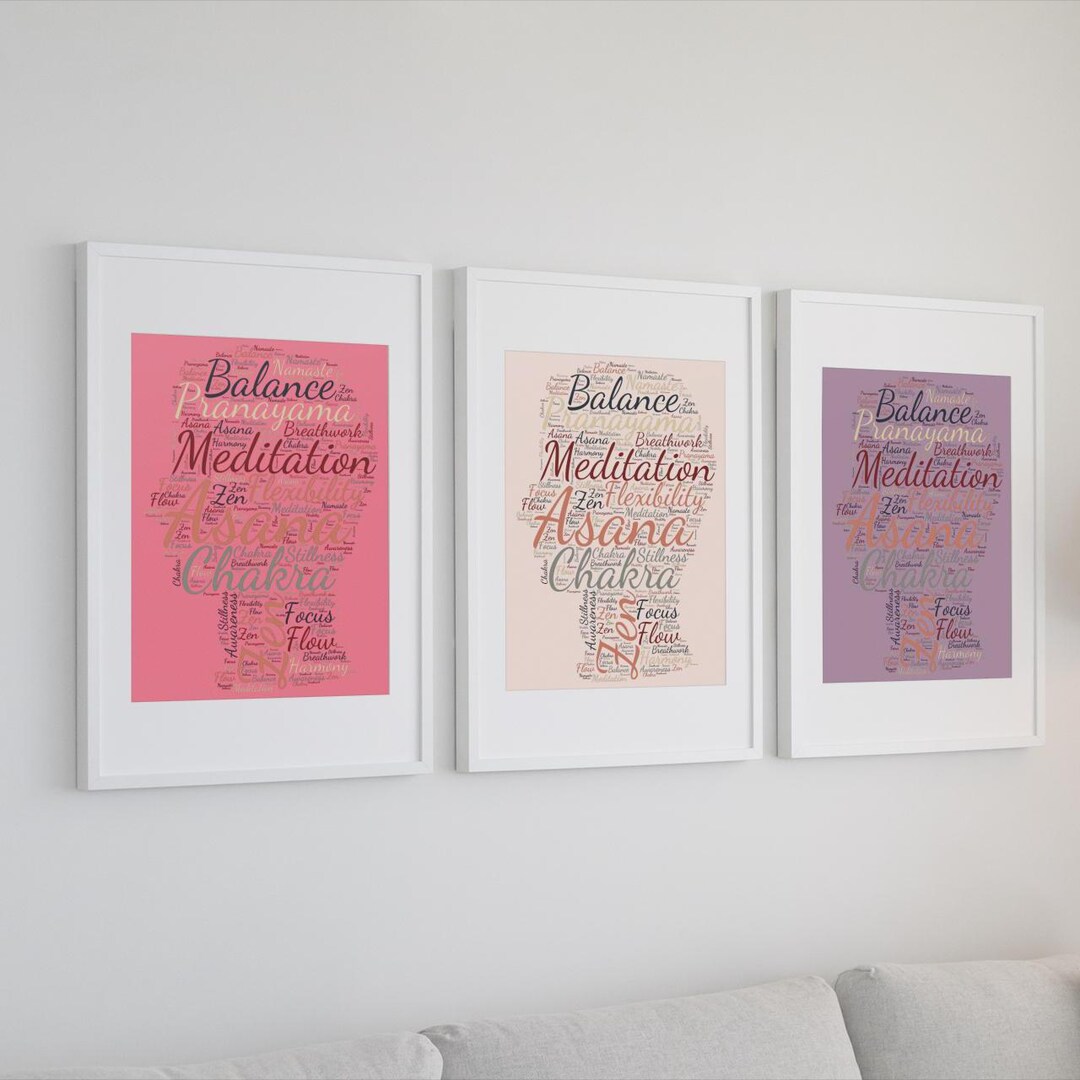 Digital Mindfulness Wall Art for Yoga Studio & Home Relaxation ...