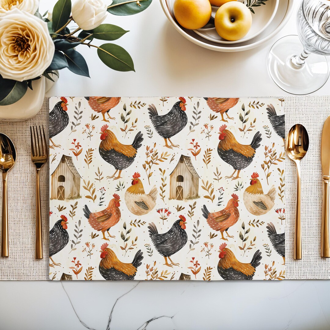 Chicken Coop Placemat, Farmhouse Kitchen Decor Table Setting Mat ...