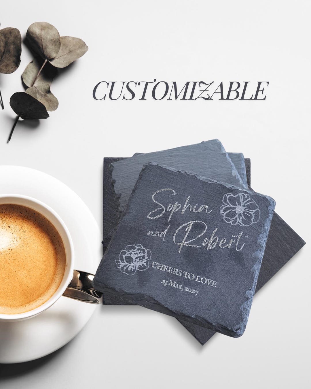 Custom Slate Coasters for Christmas Gifts Custom Engraved Coasters for ...