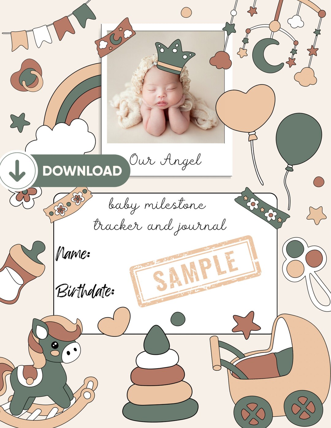 Printable Baby Milestone Tracker and Journal: Record Every Moment ...