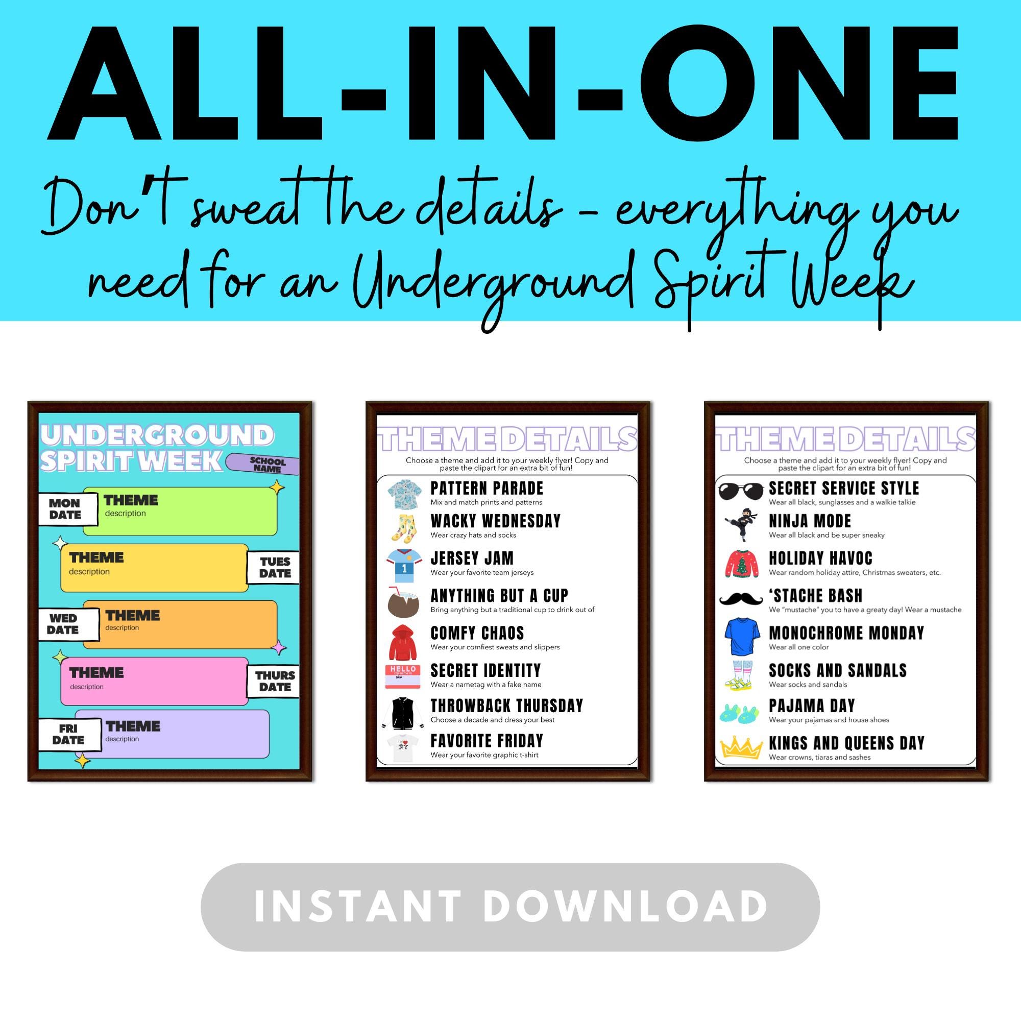 EDITABLE Underground, Secret Spirit Week Template - Editable on Canva ...