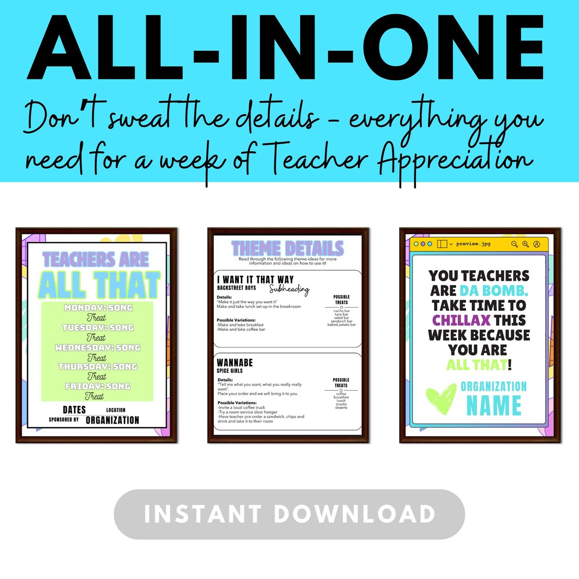 EDITABLE 90's Throwback Music- Teacher Appreciation Week & Morale ...