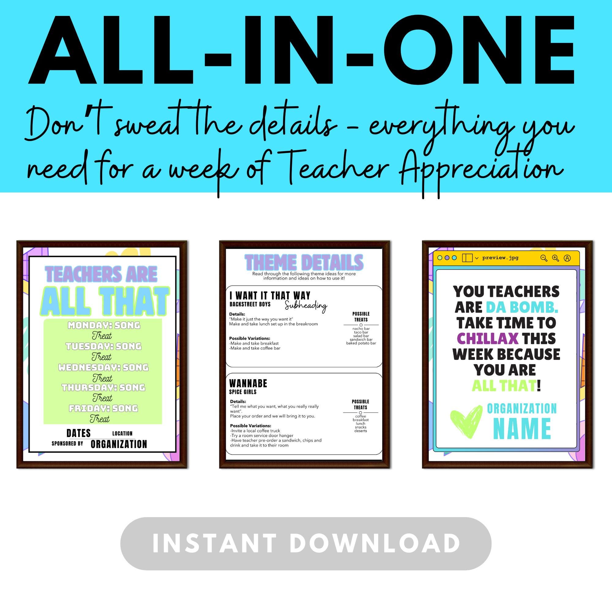 EDITABLE 90's Throwback Music- Teacher Appreciation Week & Morale ...