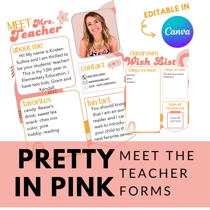 Editable Meet the Teacher Forms - Pretty in Pink - Etsy