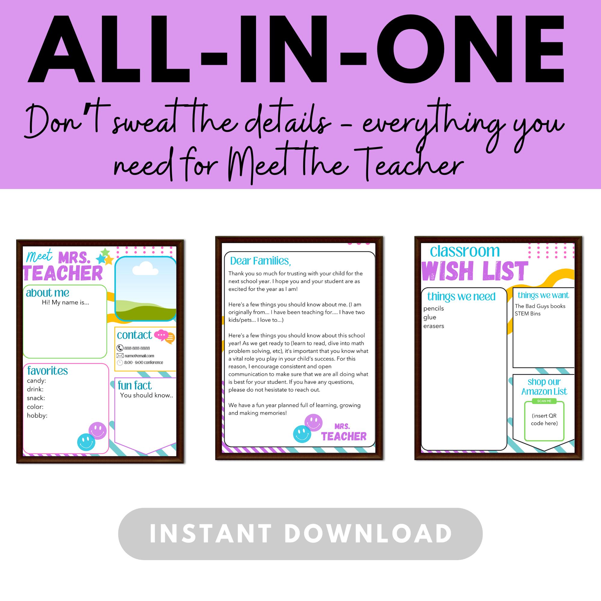Editable Meet the Teacher Forms - All Smiles - Etsy