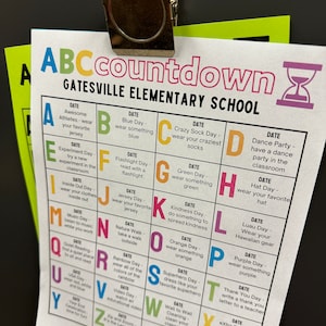 ABC Countdown - End of Year Celebration Calendar Template - Etsy