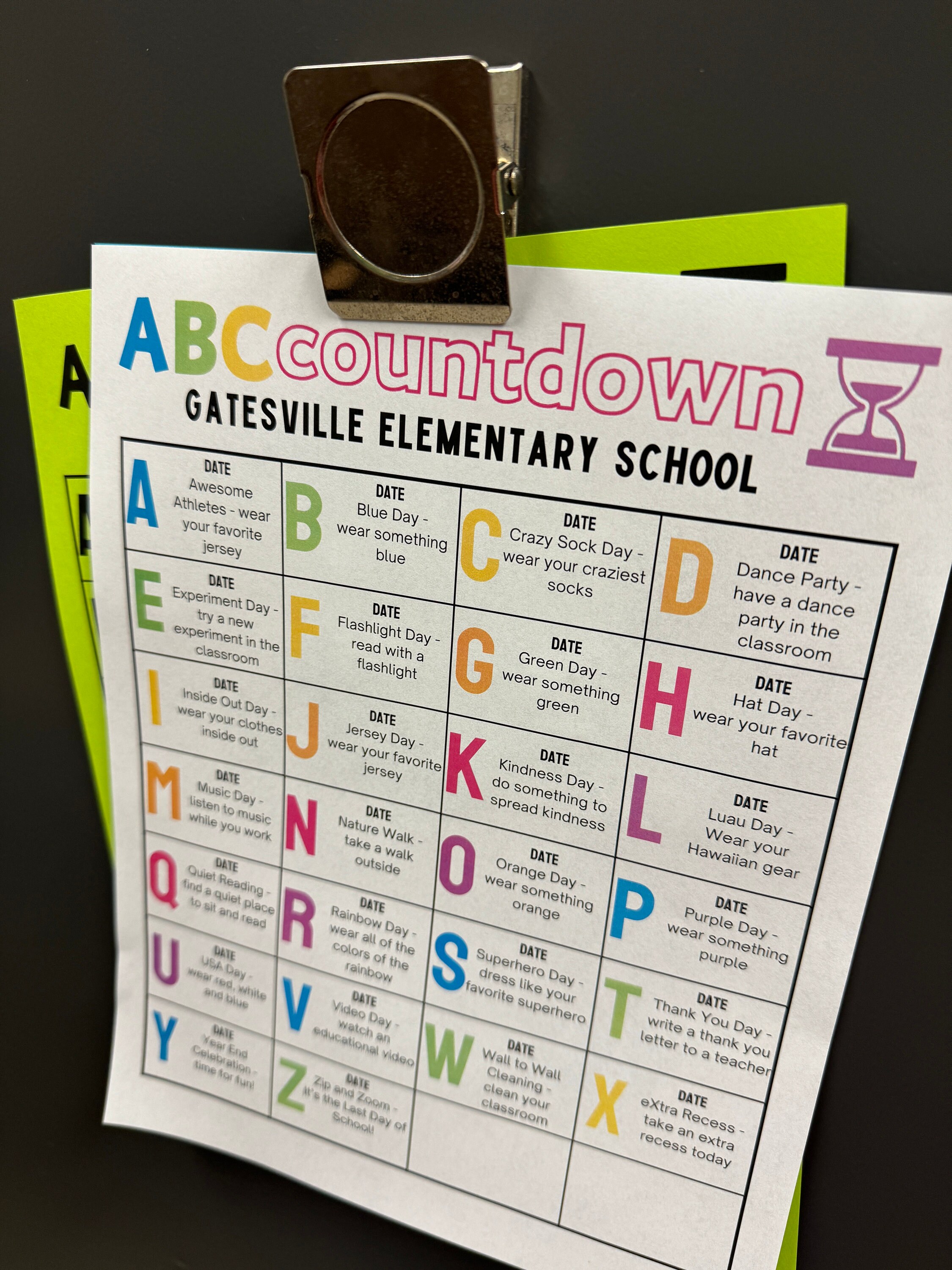 ABC Countdown - End of Year Celebration Calendar Template - Etsy