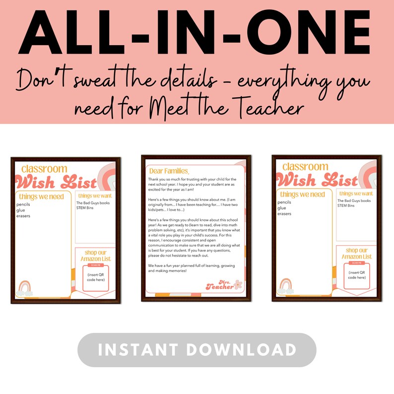 Editable Meet the Teacher Forms - Pretty in Pink - Etsy