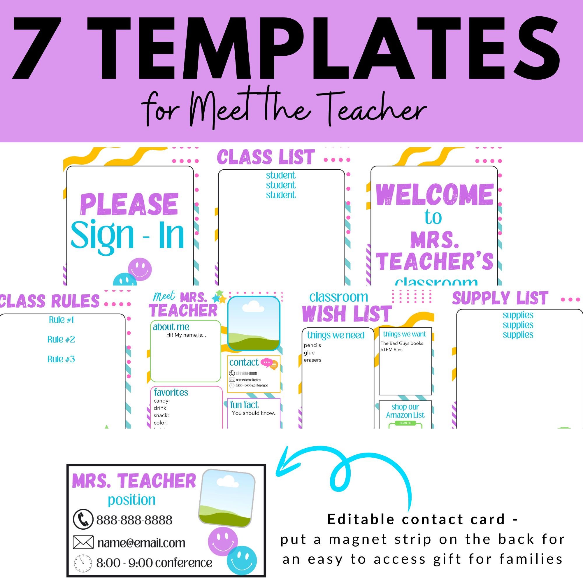 Editable Meet the Teacher Forms - All Smiles - Etsy
