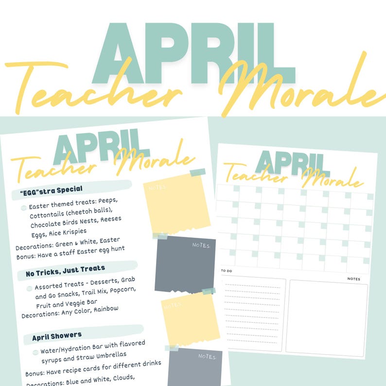 April Teacher Appreciation & Morale Planner: Ideas, Calendar, and ...