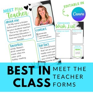 Editable Meet the Teacher Forms - Best in Class - Etsy