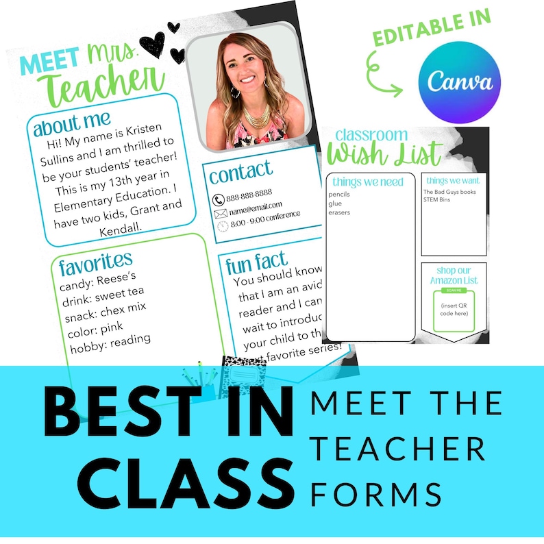 Editable Meet the Teacher Forms - Best in Class - Etsy