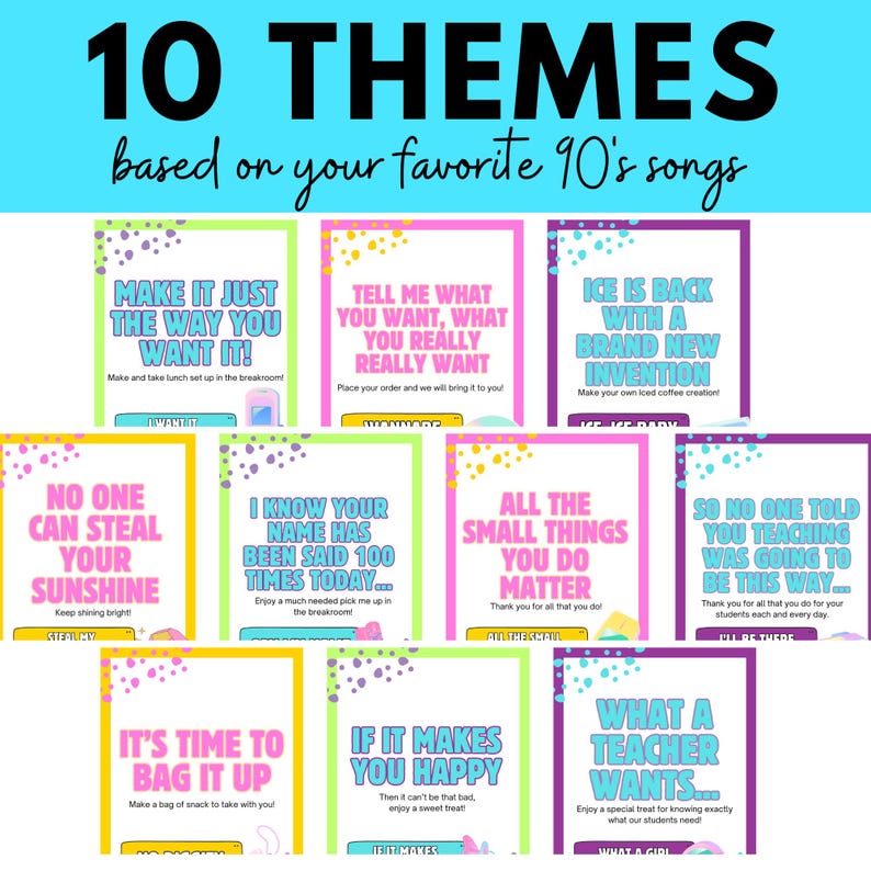 EDITABLE 90's Throwback Music- Teacher Appreciation Week & Morale ...