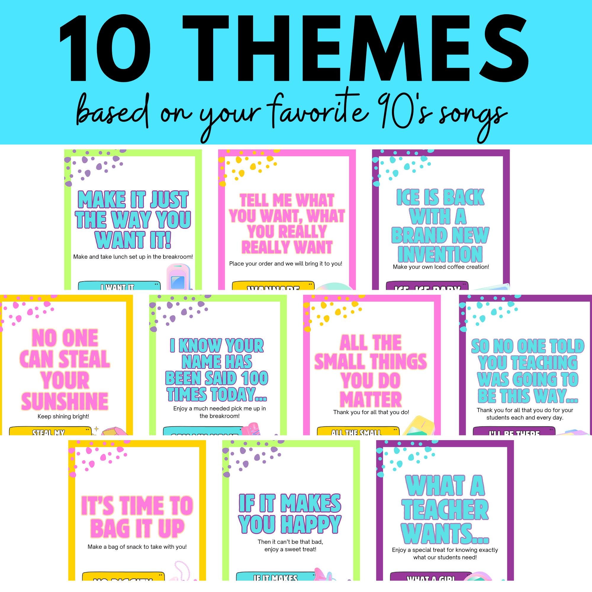 EDITABLE 90's Throwback Music- Teacher Appreciation Week & Morale ...