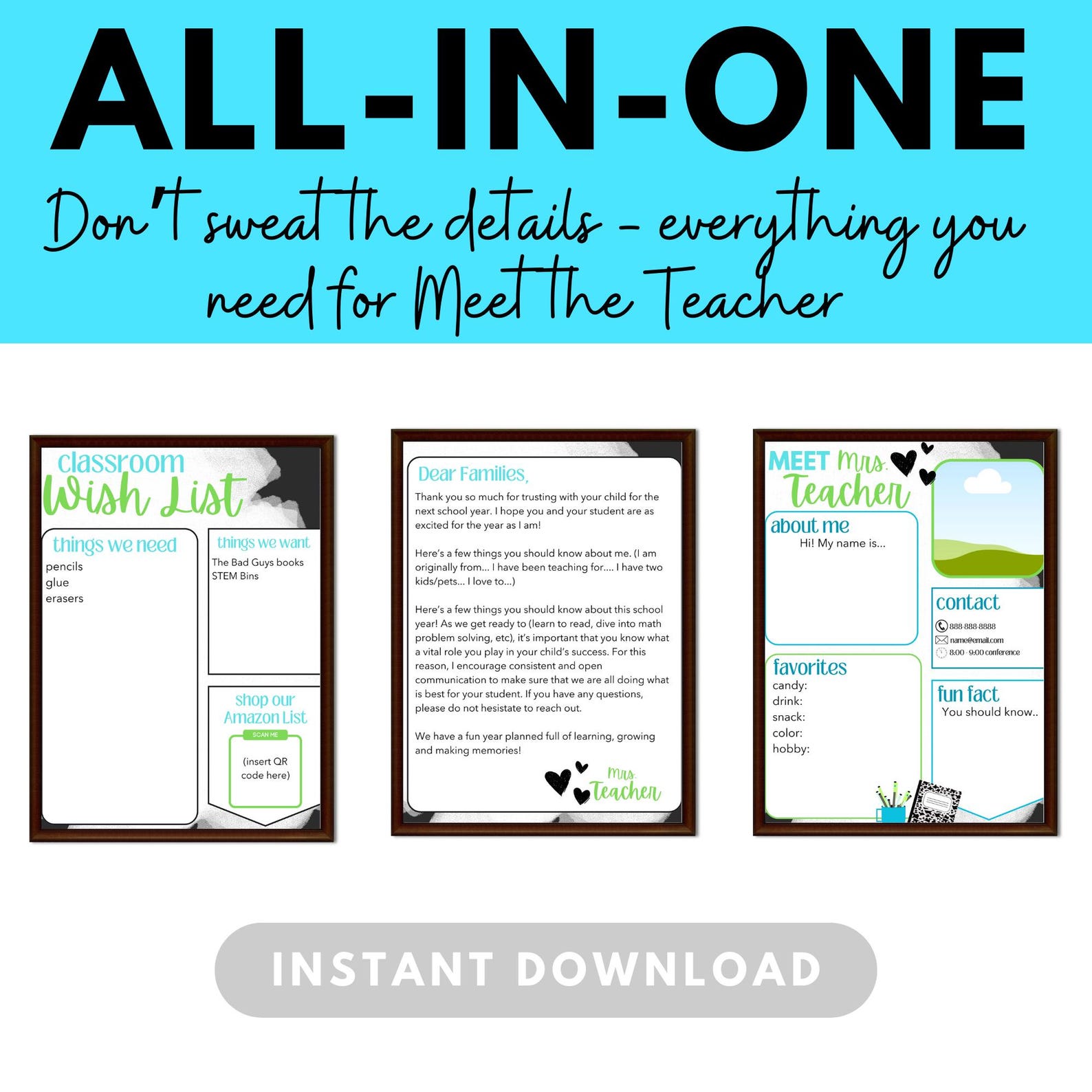 Editable Meet the Teacher Forms - Best in Class - Etsy