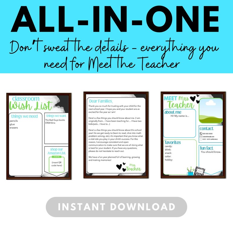 Editable Meet the Teacher Forms - Best in Class - Etsy