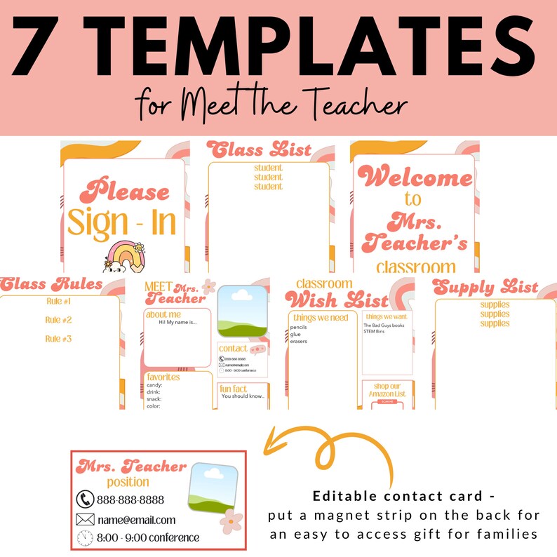 Editable Meet the Teacher Forms - Pretty in Pink - Etsy