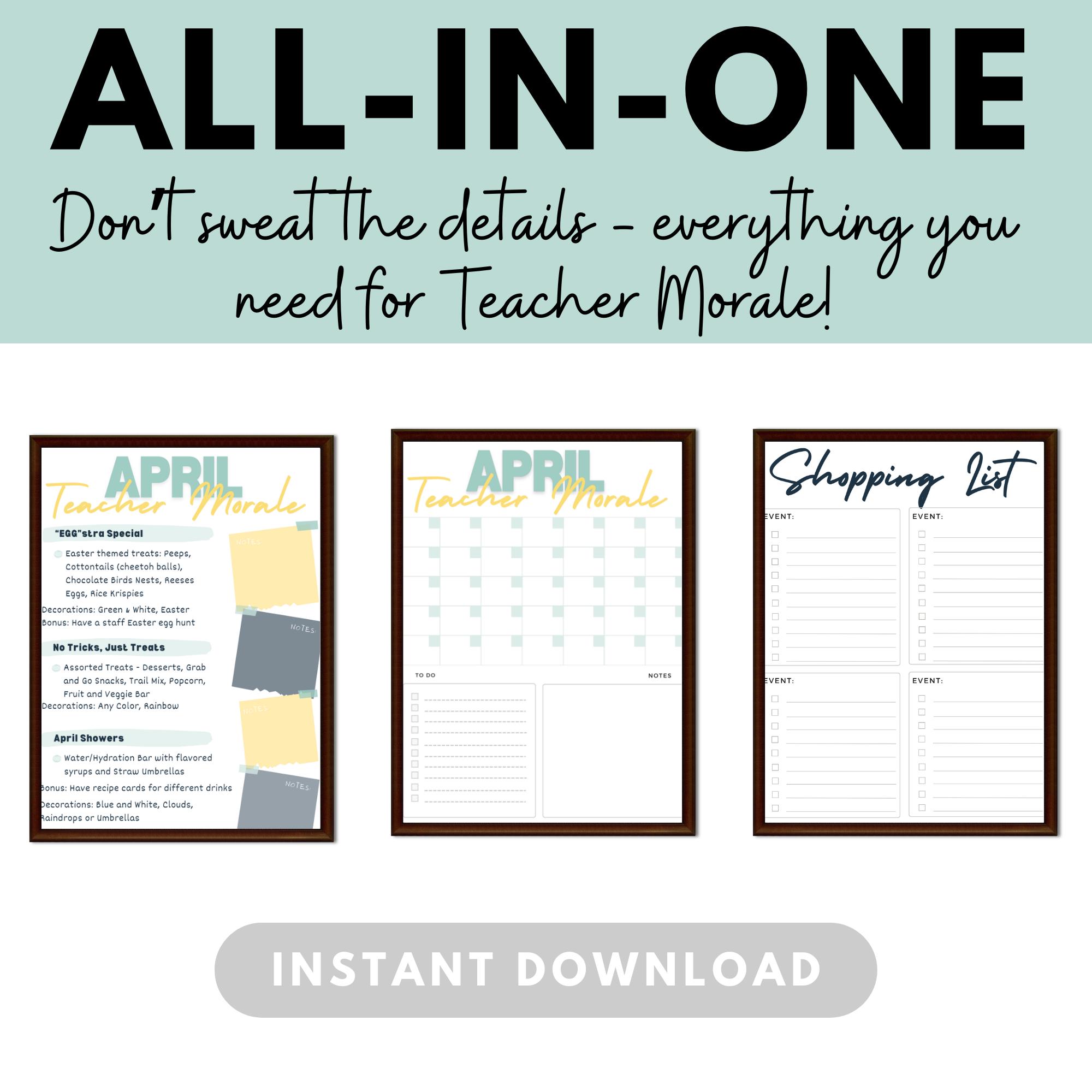April Teacher Appreciation & Morale Planner: Ideas, Calendar, and ...