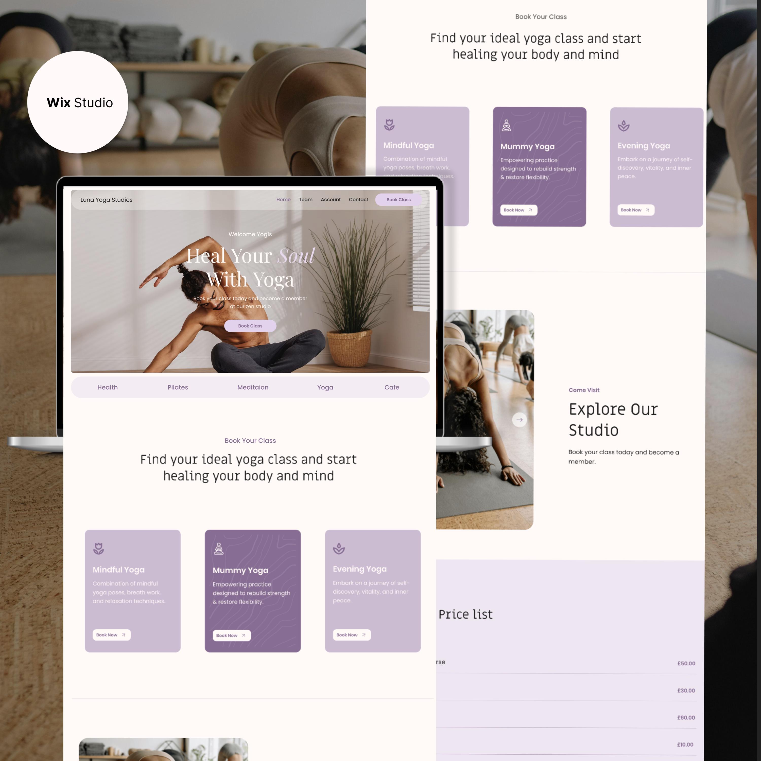 Yoga Pilates Studio Theme Website Template Wix | Wix Yoga Template ...
