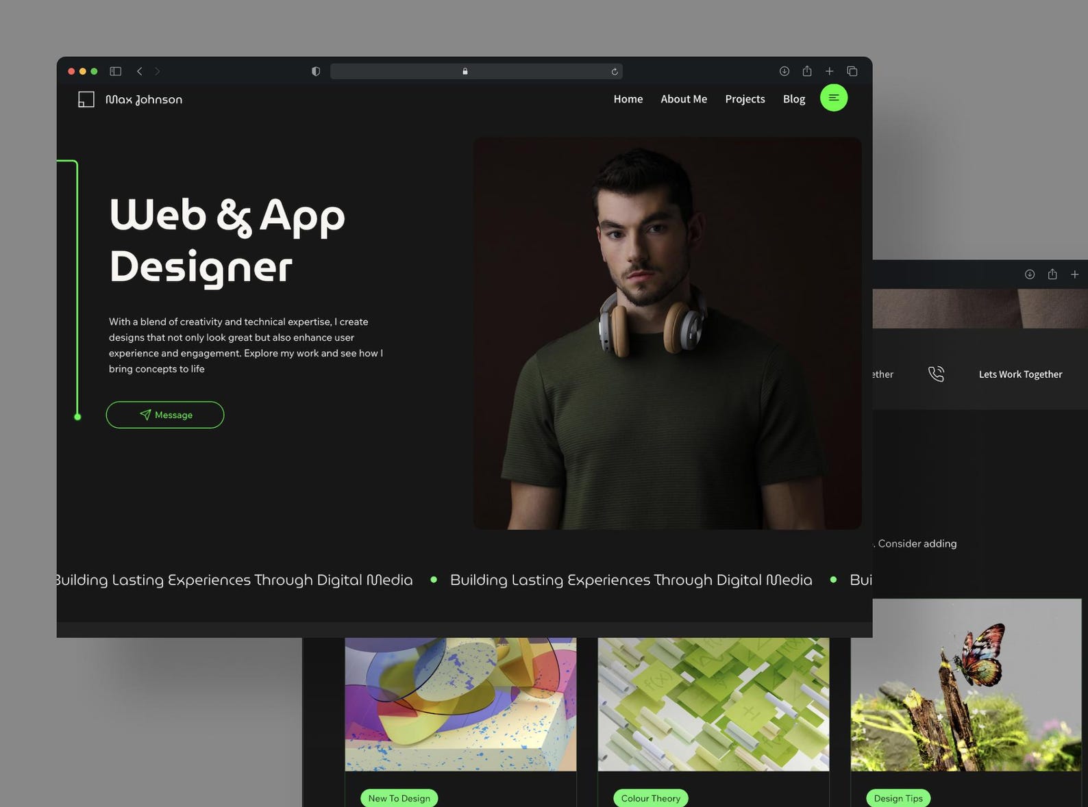 Dark Mode Design Portfolio Portfolio UI/UX Wix Website Template Graphic ...