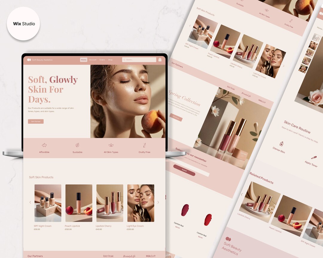 Beauty Website Template Beauty Wix Website Make-up E-commerce Shop Skin ...