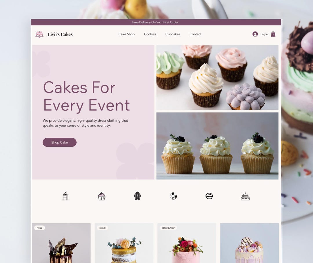 Cake Shop Wix Website Template for Bakery | Wedding Cake Website for ...