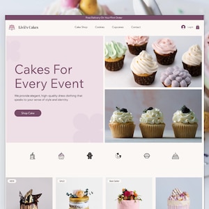 Cake Shop Wix Website Template for Bakery | Wedding Cake Website for ...