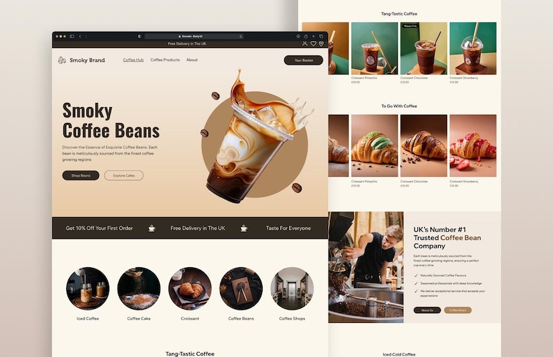 Coffee Website Template | Coffee Shop Brand Website Template for Wix ...