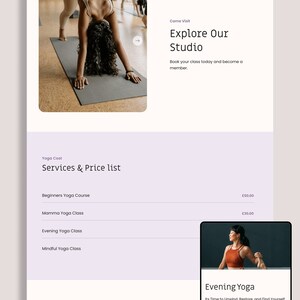 Yoga Pilates Studio Website Template Wix Wix Yoga Template Yoga Studio ...