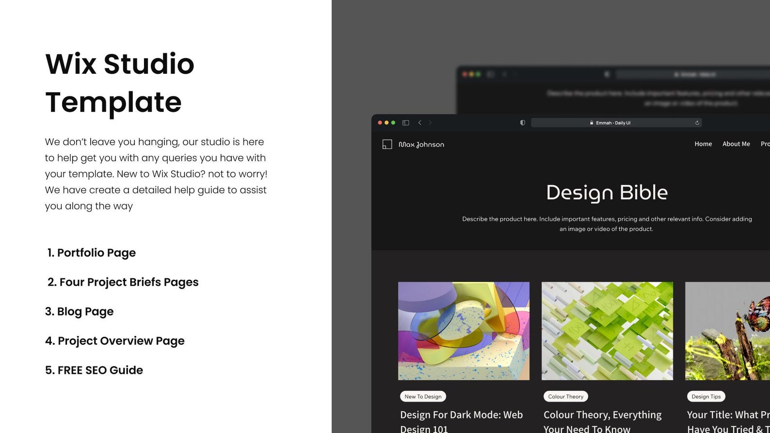 Dark Mode Design Portfolio Portfolio UI/UX Wix Website Template Graphic ...