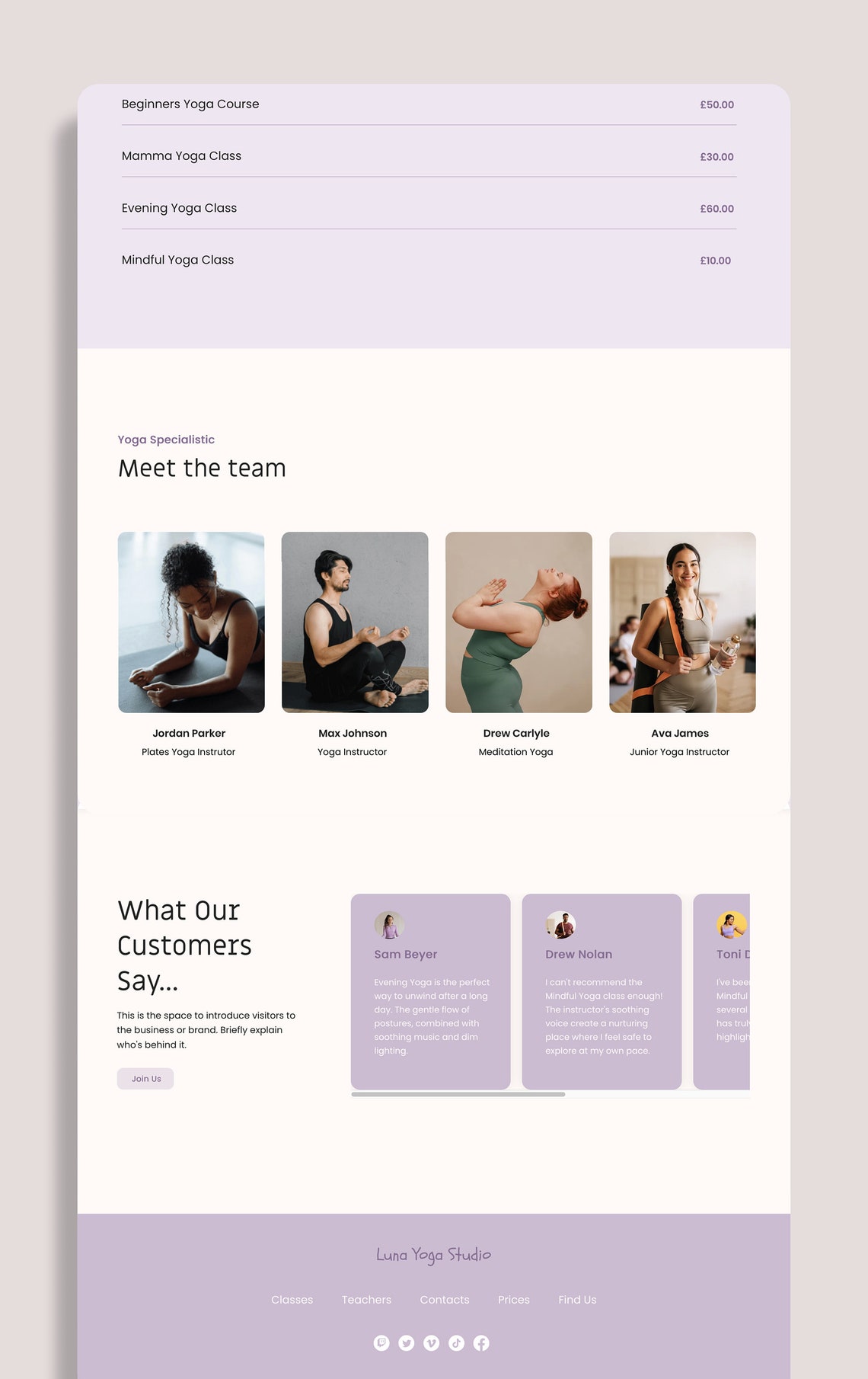 Yoga Pilates Studio Website Template Wix Wix Yoga Template Yoga Studio ...