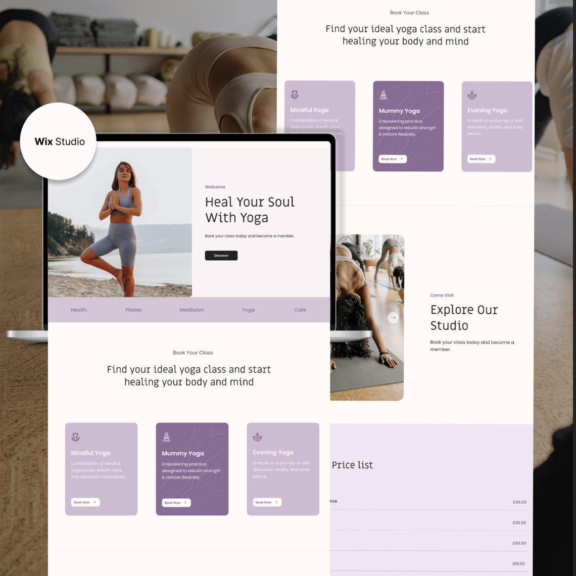 Yoga Pilates Studio Website Template Wix Wix Yoga Template Yoga Studio ...