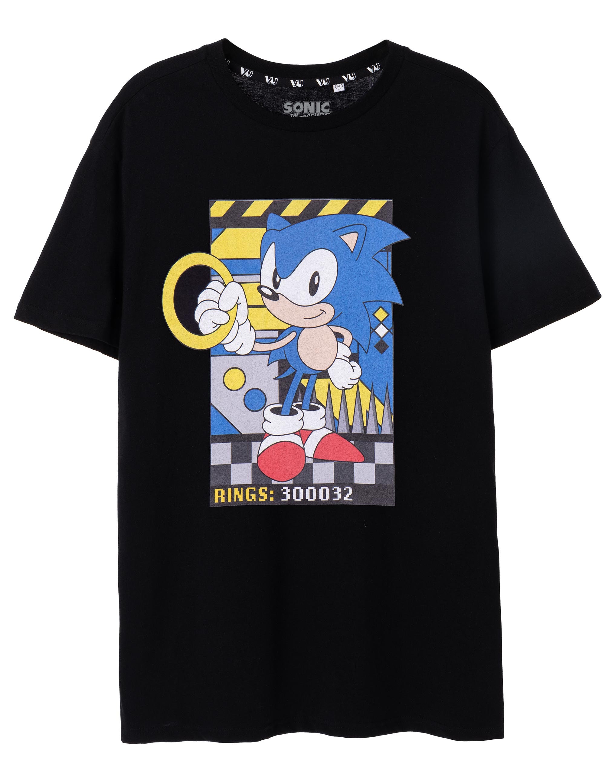 Sonic the Hedgehog Men's Black T-shirt Classic Rings Design Authentic ...