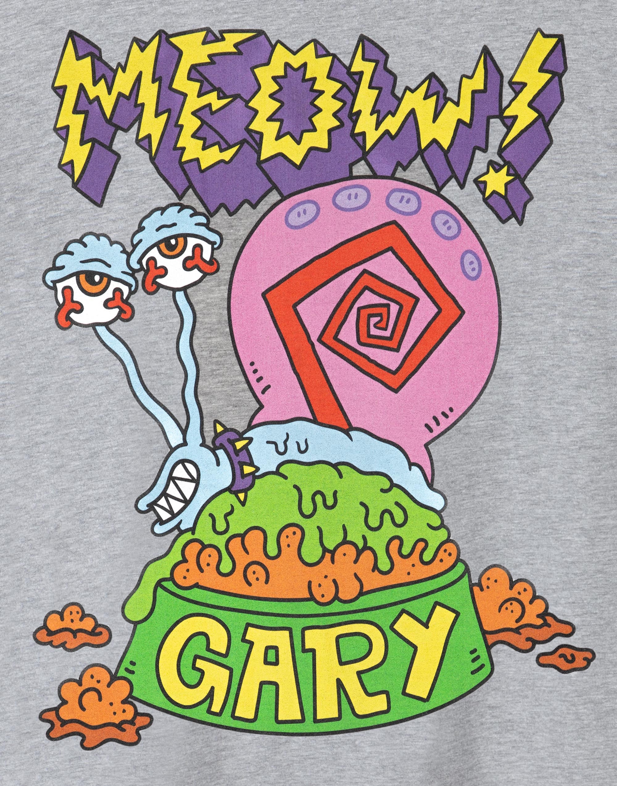 Spongebob Squarepants Mens T-shirt Grey Meow Gary the Snail Graphic Tee ...
