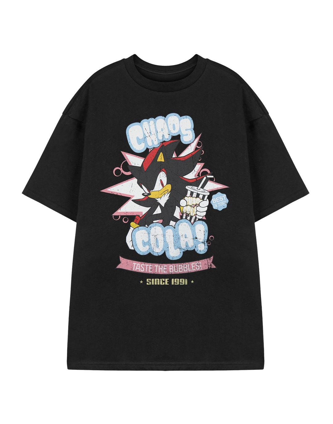 Shadow the Hedgehog Chaos Cola Mens Black Graphic Tee Retro Gamer Short ...